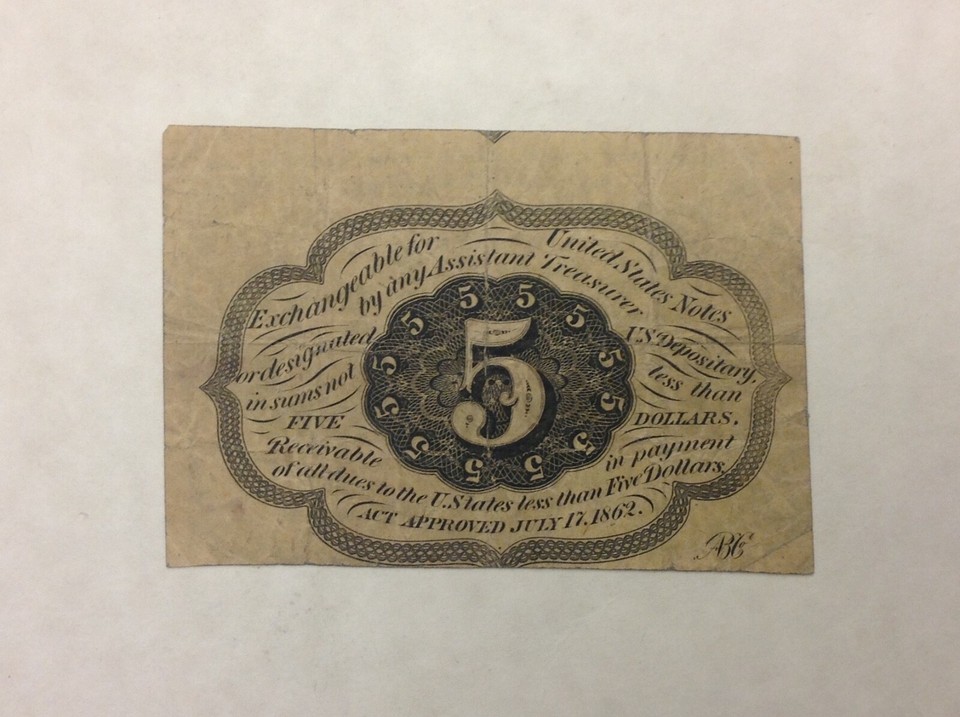 FR 1230 5 CENTS FIRST ISSUE FRACTIONAL CURRENCY NOTE - WITH ABC ...