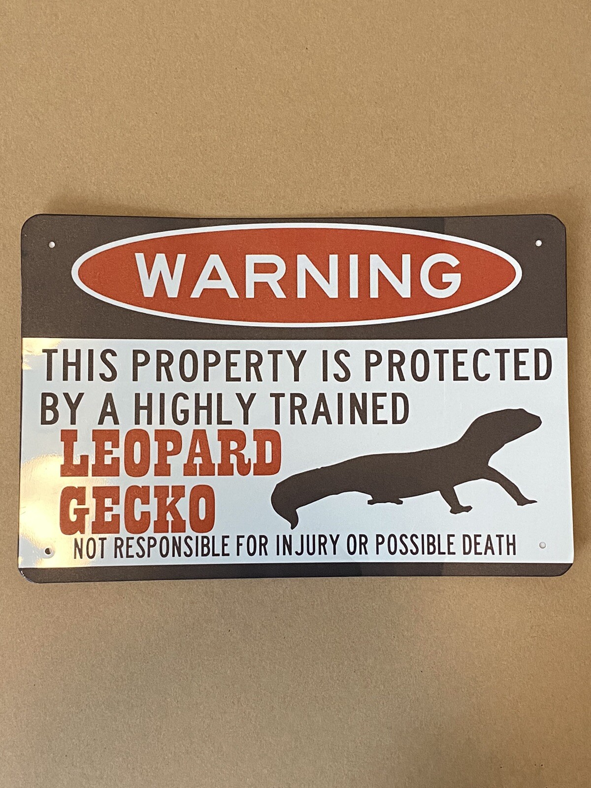 Leopard Gecko Warning Sign, Aluminum pet gift, Metal Lizard warning ...