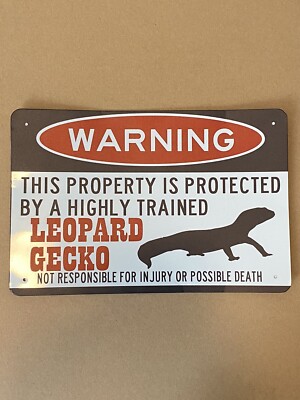 Leopard Gecko Warning Sign, Aluminum pet gift, Metal Lizard warning ...