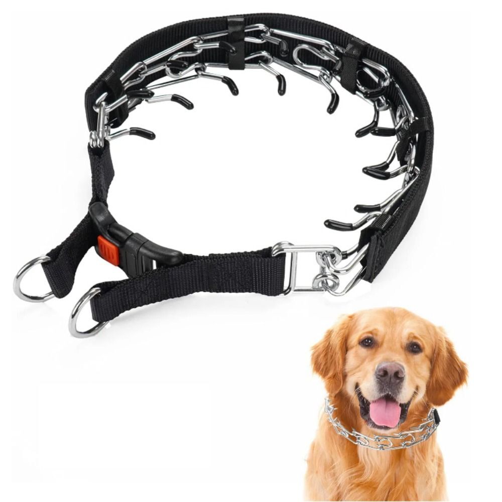No Pull Nylon Cover Dog Prong Collar Dog Training Pinch Collar With Tip ...
