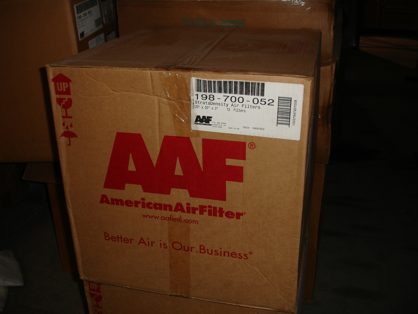 AAF 198-700-052 Stratadensity Fiberglass Air Filter 20x20x2 (Bx of 12 ...