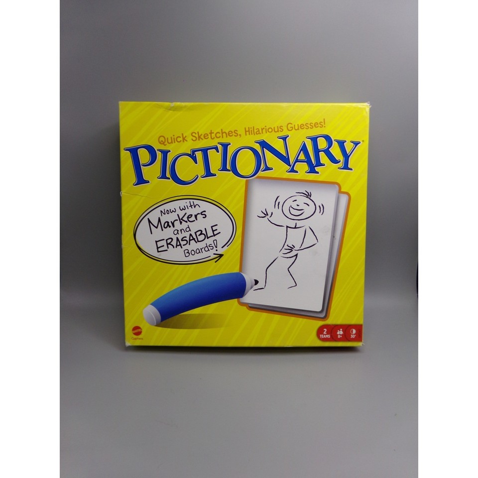 Pictionary Game New With Markers & Erasable Boards Mattel Family Fun | eBay