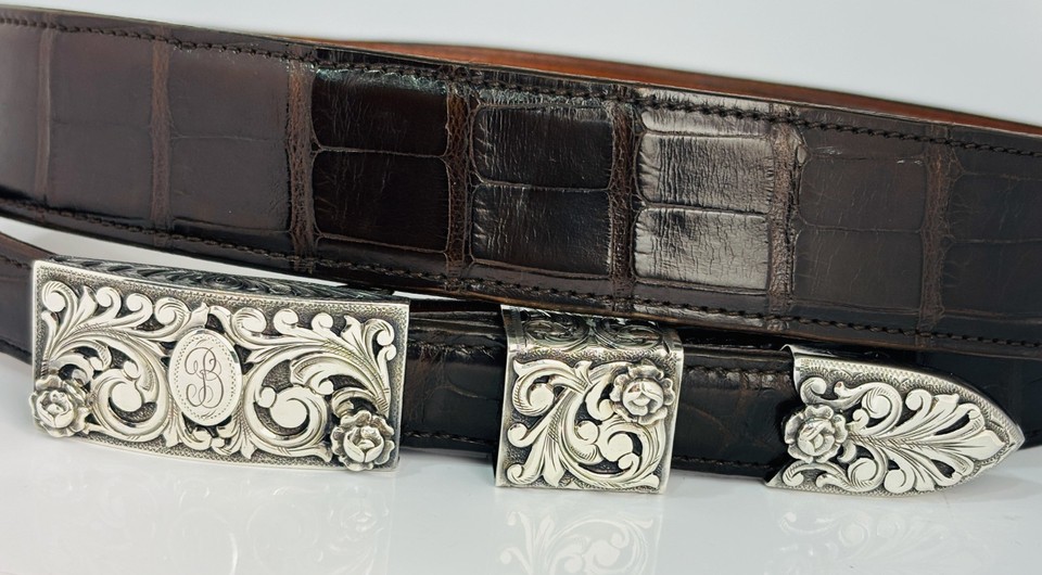 Clint Orms Sterling Silver .925 Hand Engraved Trophy Belt Buckle 40 Alligator | eBay