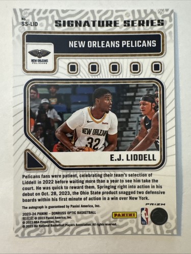 2023-24 Donruss Optic Signature Series EJ Liddell Silver Holo Auto #SS ...