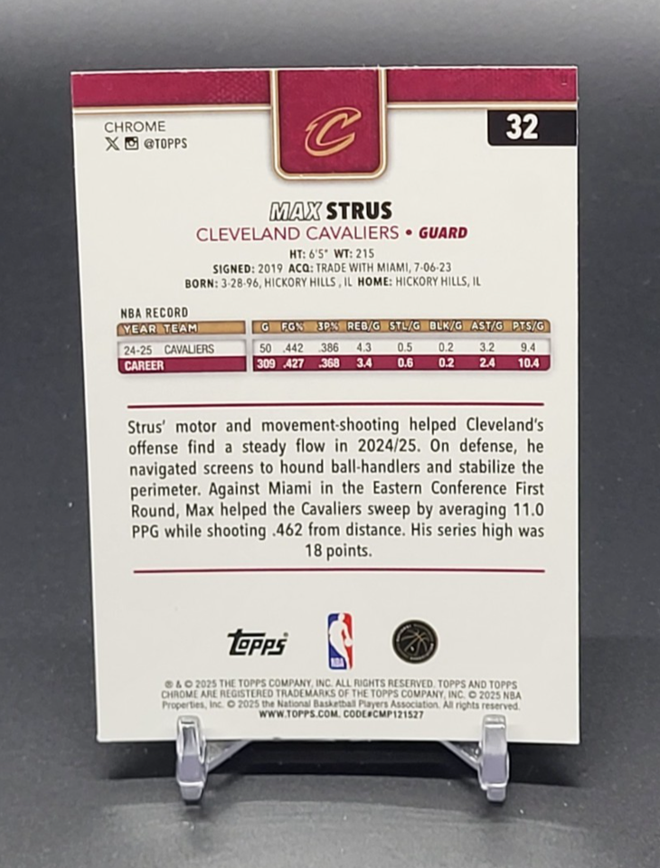 2025-26 Topps Chrome MAX STRUS Base X-FRACTOR Cavs #32 | eBay UK