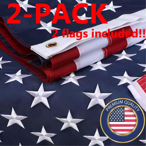 2X US USA American Flag 2x3 Luxury Embroidered United States Flag ...
