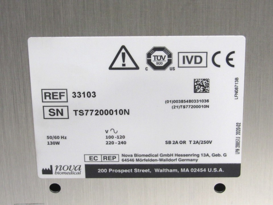 Nova Biomedical BioProfile pHOx PCO2/PO2 Analyzer REF/N 33103 Power ...