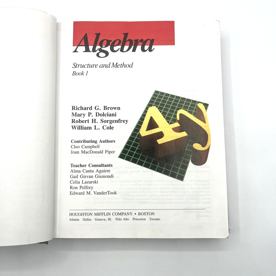 Algebra Structure & Method Book 1 - Hardcover, by Houghton Mifflin | eBay