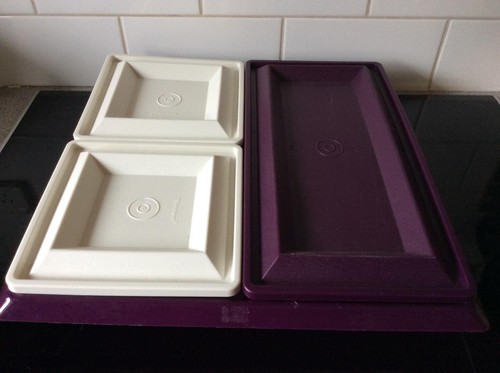 Tupperware 7 piece get together buffet set party tray Rhubarb Cream ...