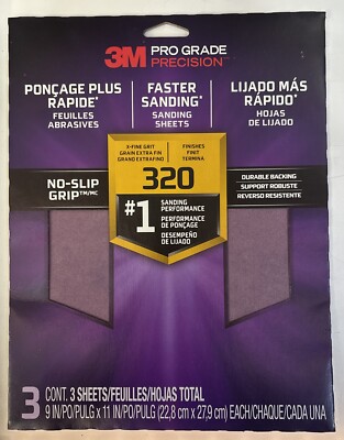 3M PRO GRADE Advanced Sandpaper - 3 Pack - 320 Grit (Fine) | eBay