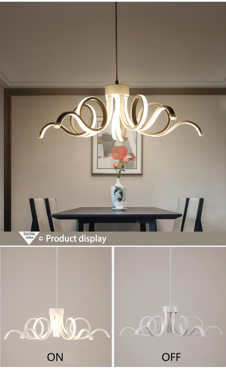 Modern Chandelier Pendent Light LED Lamp Curl Style for Hallway,Bedroom ...