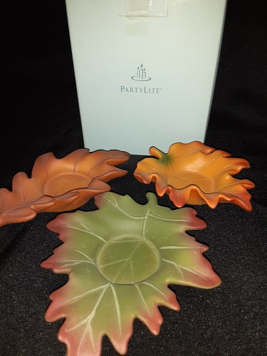 Fall PartyLite Whispering Leaves Tealight Candle Trio #P8535U w ...