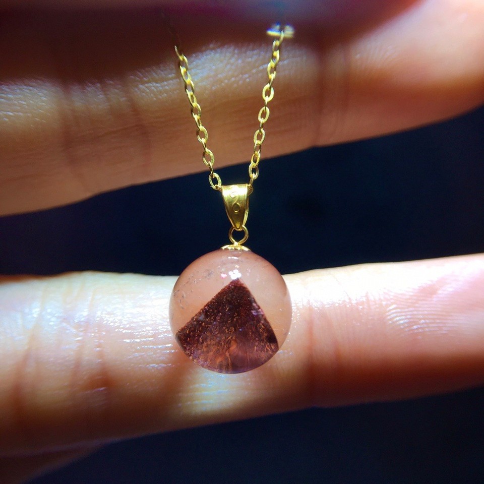 Natural Red Phantom Pyramid 18k Gold Pendant | eBay UK