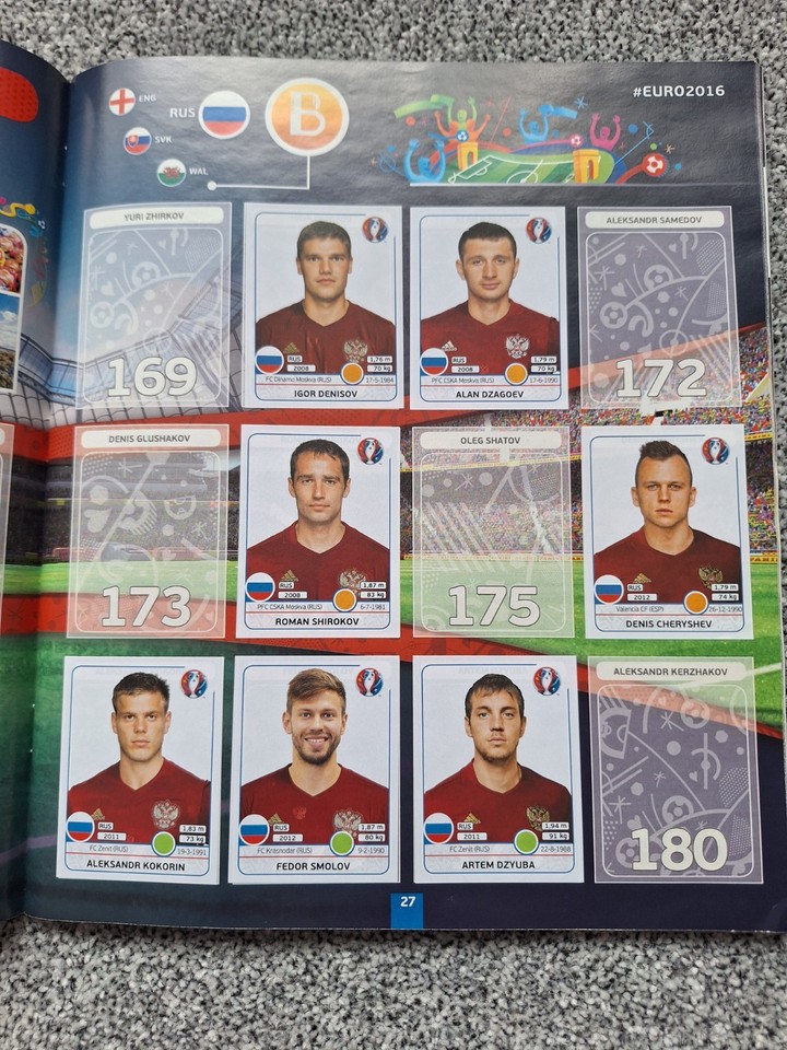 2016 Panini Uefa Euro France 2016 Official Sticker Album 50% complete ...
