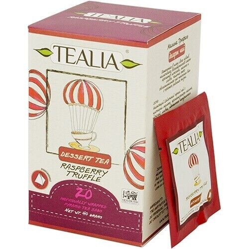 Tealia Raspberry Truffle 20 Pyramid Bags Pure Ceylon DESSERT TEA High ...
