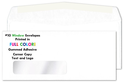 500 Printed Window Envelopes, Full Color Custom #10 White, 1-side | eBay