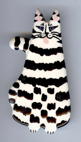 RUBY Z LARGE VINTAGE CERAMIC BLACK AND WHITE CAT PIN BROOCH | eBay