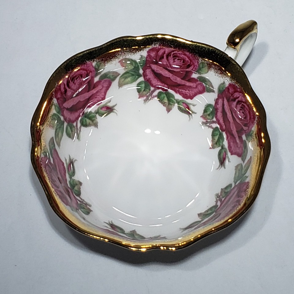 Paragon 14 Pink Red Cabbage Roses Tea Cup & Saucer Gold Trim Queen Hand ...