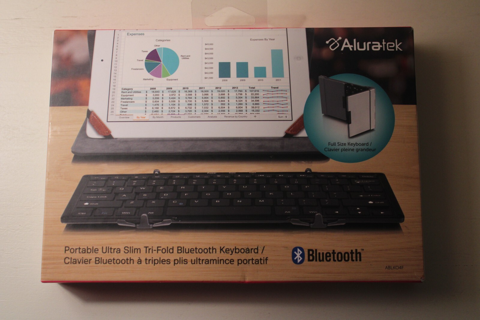 Aluratek Portable Ultra Slim Tri-fold Bluetooth Keyboard - Wireless ...