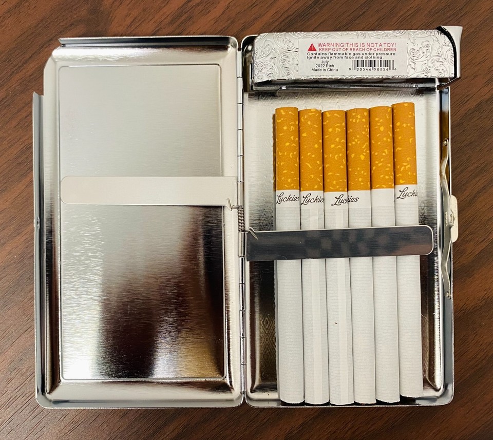 VNTG IMAGE Western 100's Size Cigarette Case w/built in lighter Wallet ...