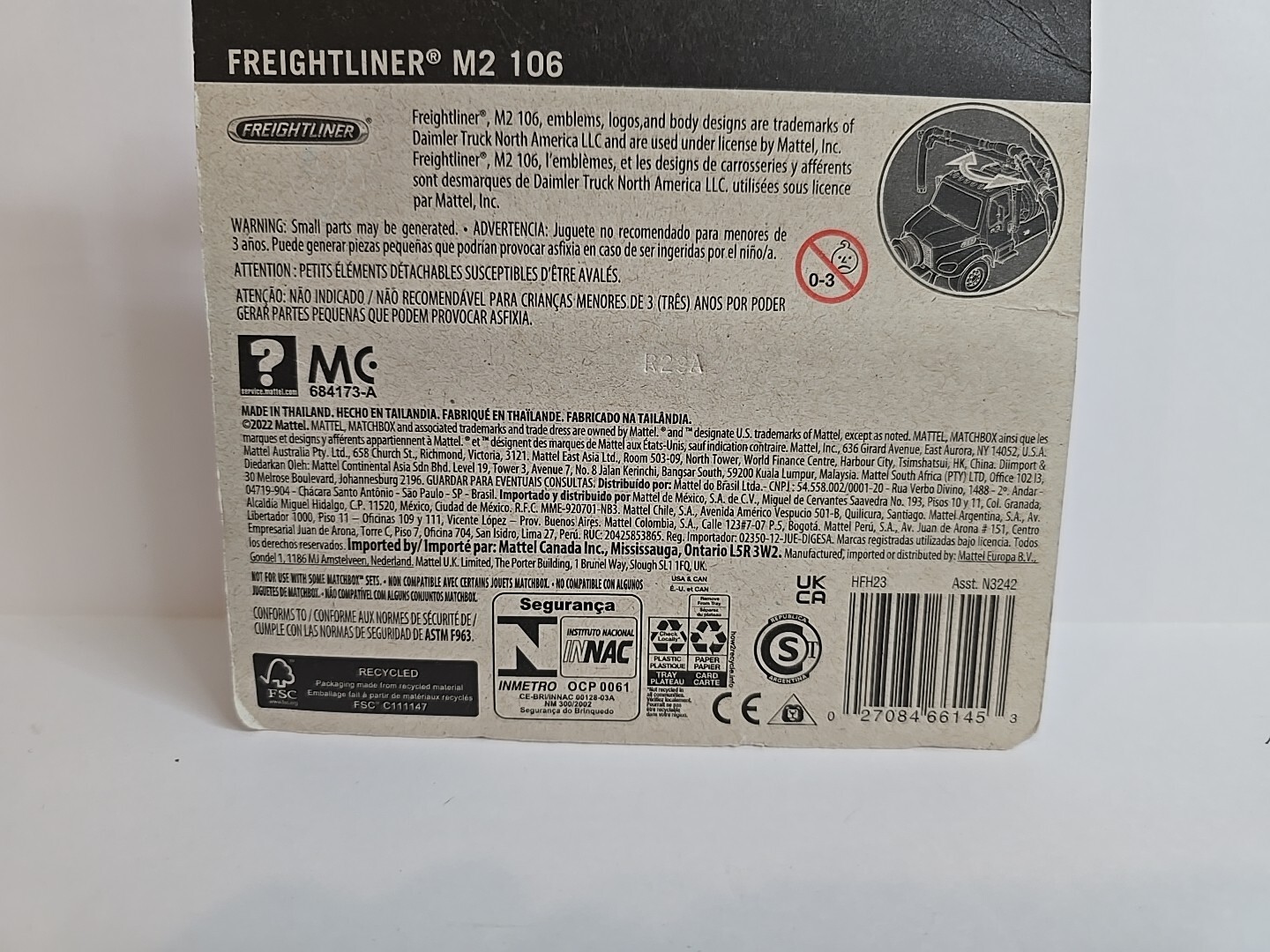 MATCHBOX 2023 WORKING RIGS FREIGHTLINER M2 106 TOXIC TANK SEWER ...