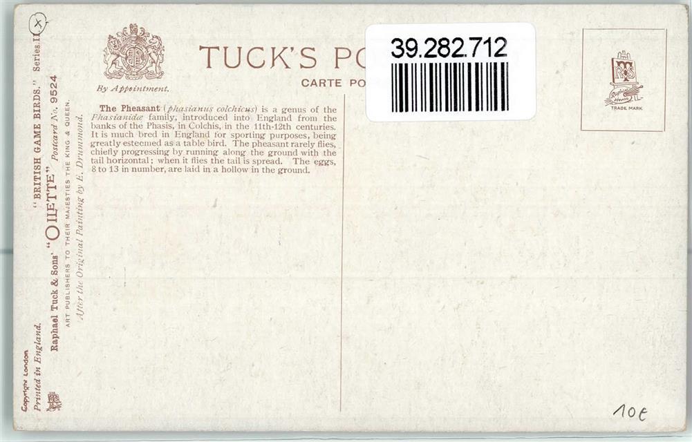 39282712 - Tuck`s Oilette British Game Birds Serie II. No. 9524 Fasan ...