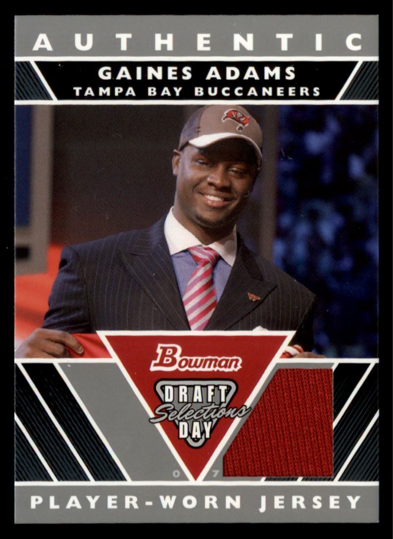 2007 Bowman Draft Day Selections Relics Gaines Adams Tampa Bay ...