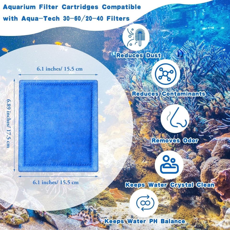 24Pc Aquatech EZ Change #3 Filter Cartridge, 30-60/20-40 Gal Fish Tank ...