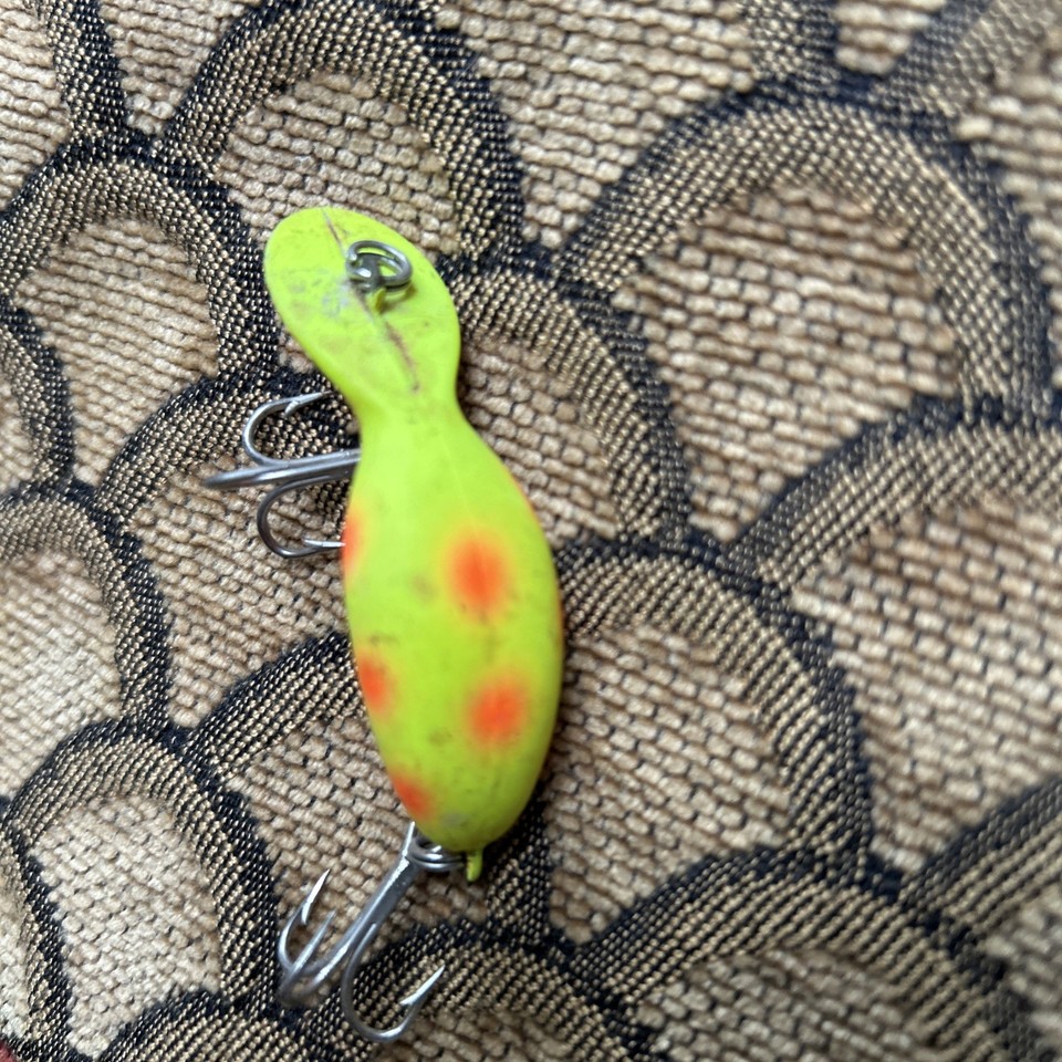 Vintage Heddon Tiny Tad Yellow Fluorescent Orange Spots (YOF) Good ...