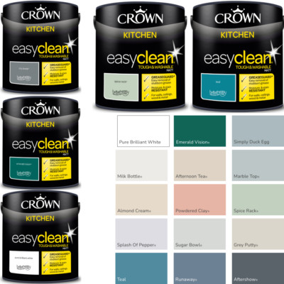 Crown Easyclean Kitchen Paint Matt 2.5L All Colours | eBay UK