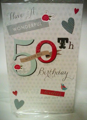 Age: 50 Years Birthday Card, Cello Wrapped, Post Office Preferred Size ...