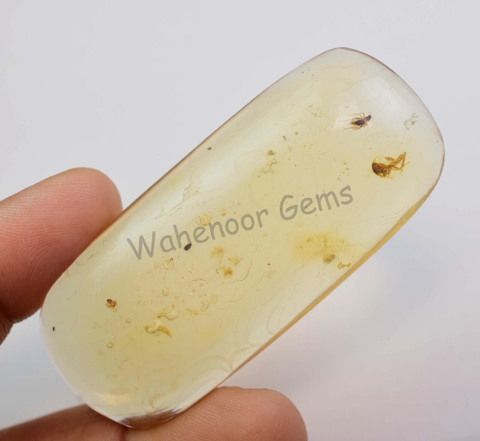 42.55 Ct 100% Natural Yellow Amber Insect Inclusion Certified Loose ...