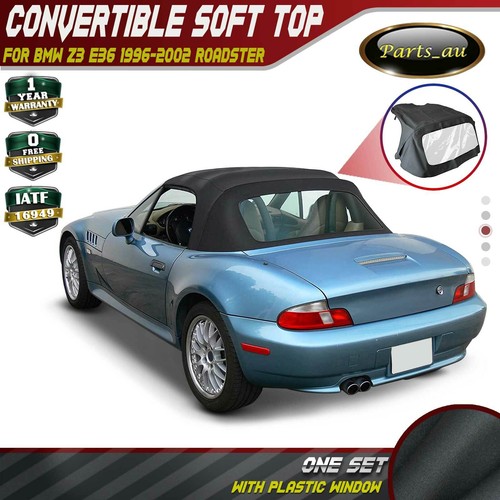 Black Convertible Soft Top & Plastic Window for BMW Z3 E36 1996-2002 ...