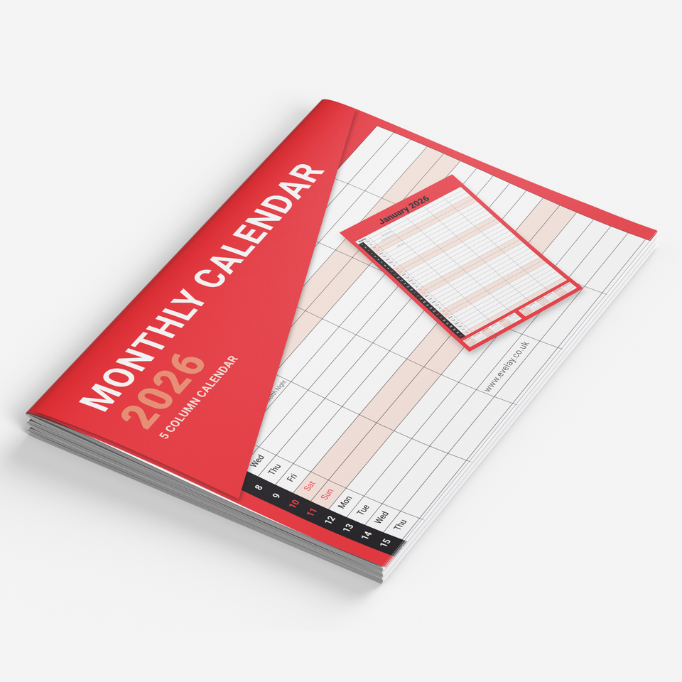 2026 Calendar 5 Columns Wall Monthly Planner Staff Rota Family ...