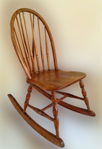 Vtg S BENT & BROS. Rocking Chair 8 Brace Back w Tail Support Windsor ...