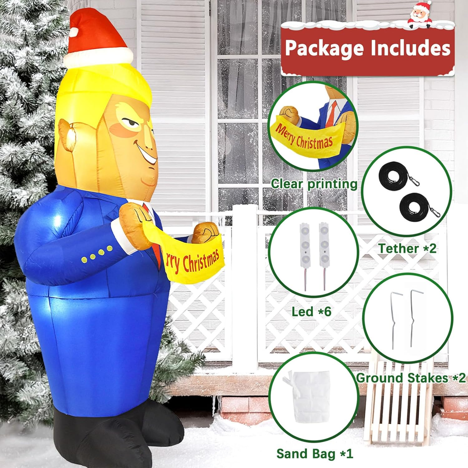 Christmas Inflatables Outdoor Decorations, 7.2 Ft LED Lighted Uncle Sam ...