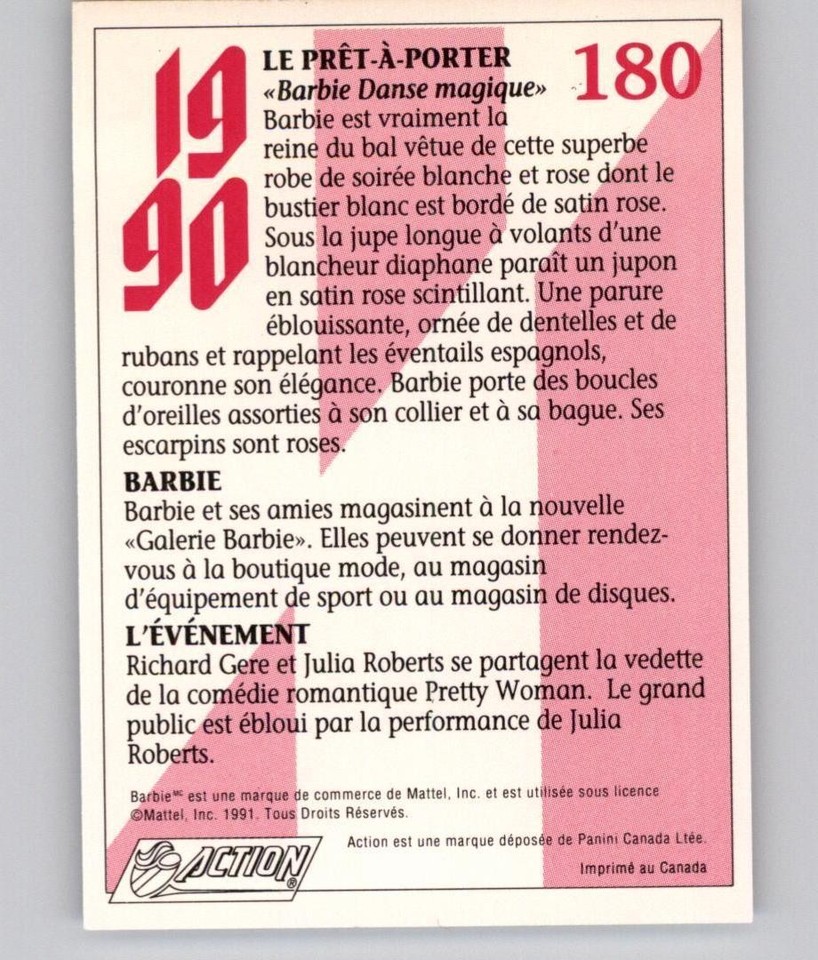 Set 1990 Barbie 180 Le Prêt-À-Porter Card | eBay