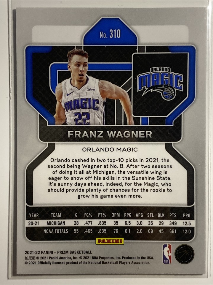 2021-22 Panini Prizm #310 Franz Wagner Orlando Magic Rookie Card RC | eBay