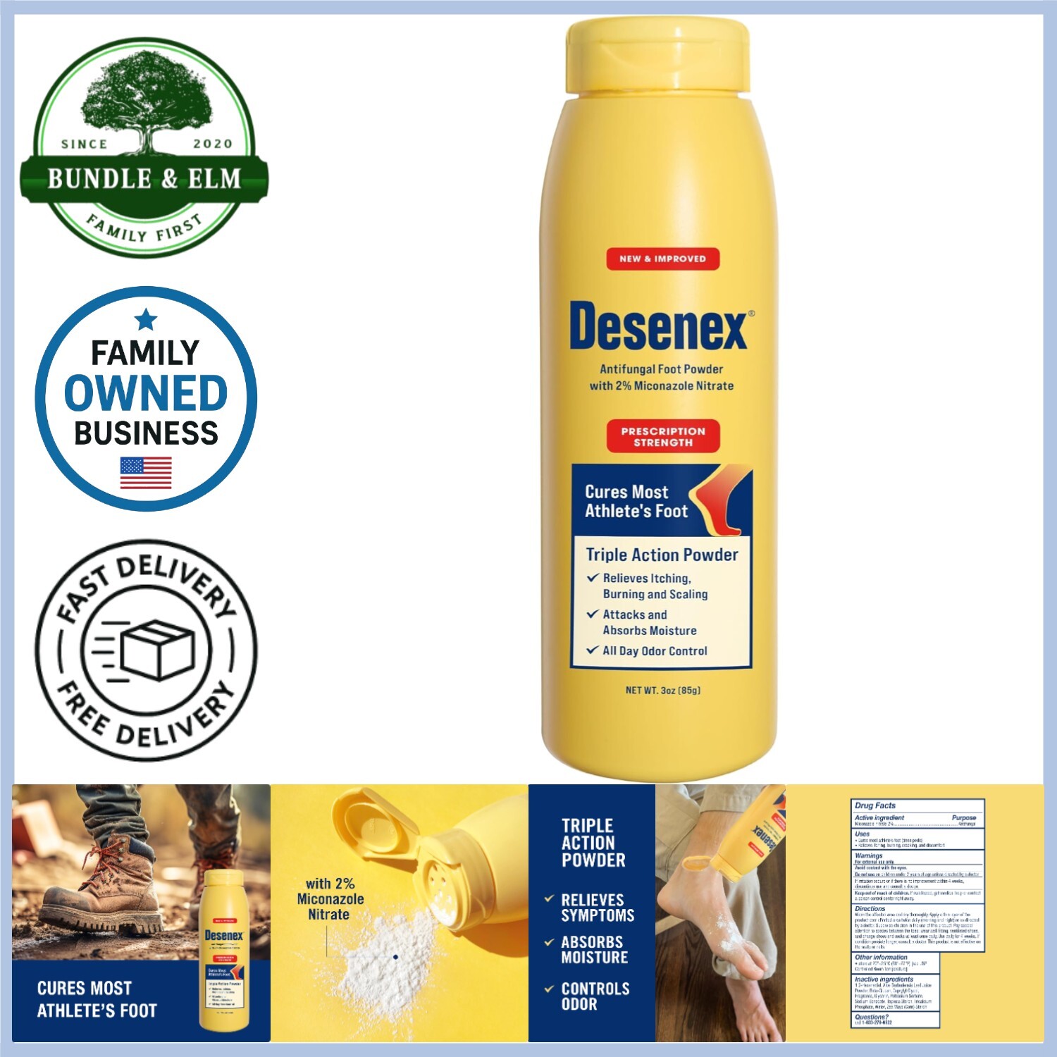 Anti-Fungal Foot Powder Talc-Free 3oz Relieves Itching Burns Moisture ...