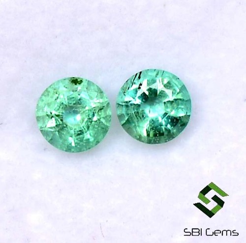 Certified Natural Emerald Round Cut Pair 4.25 mm 0.63 Cts Untreated ...