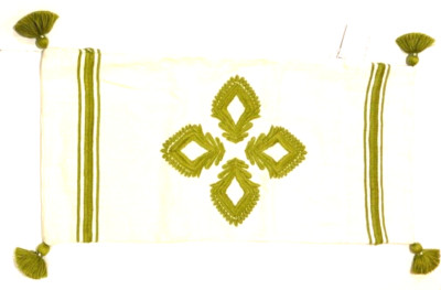 Serena & Lily Leighton Lumbar Chartreuse Green White Linen Pillow Cover ...