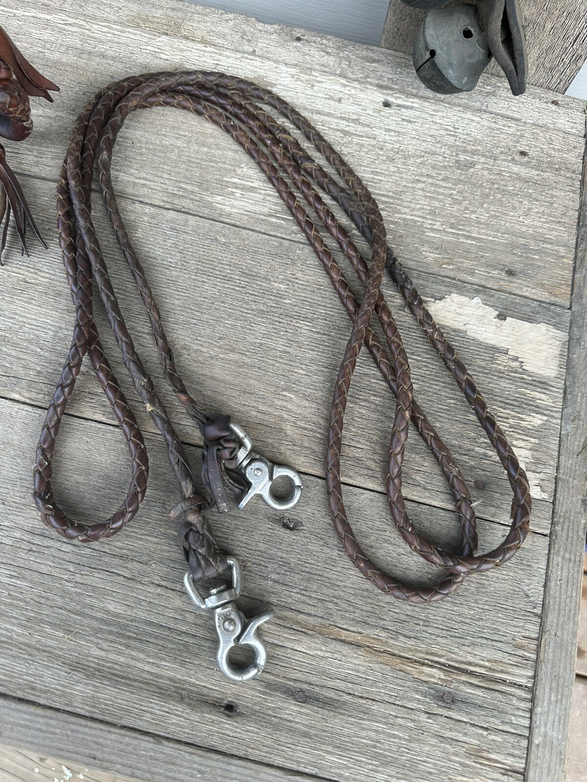 Vintage Horse Tack - Braided Round Leather Western Headstall & Reins | eBay