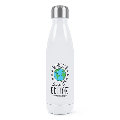World's Best Editor Double Wall Water Bottle Funny Joke Favourite ...