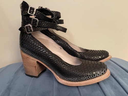 Freebird Free Bird Randi Black Leather Buckle Ankle Strap Bootie Heels ...