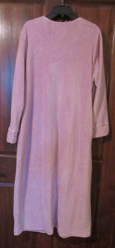 NORM THOMPSON FULL LENGTH ZIP FRONT VELOUR PLUSH ROBE MAUVE DUSTY ROSE ...
