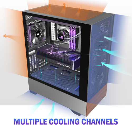 PC CASE ATX 3 Case Fans Pre-Installed, Mid Tower Computer Case with ...