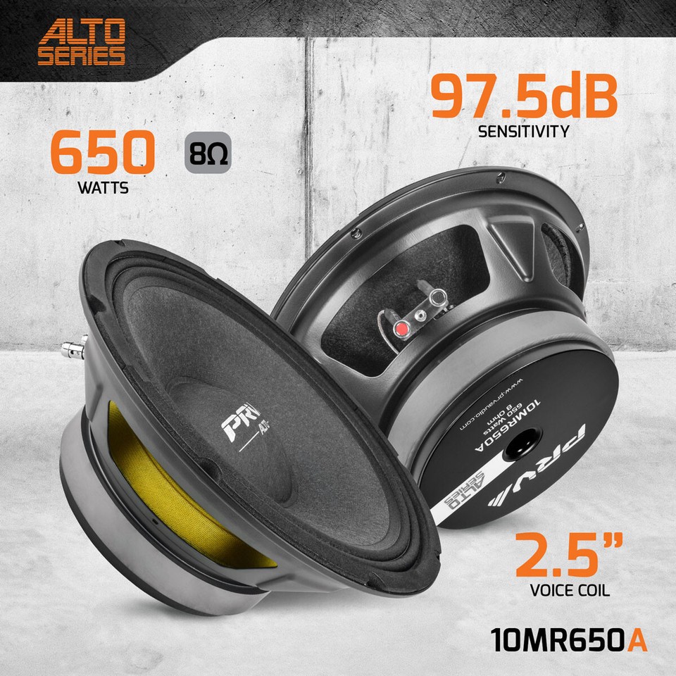 2x PRV Audio 10MR650A Midrange 10" Speaker 8 Ohms 10in PRO Car Audio ...