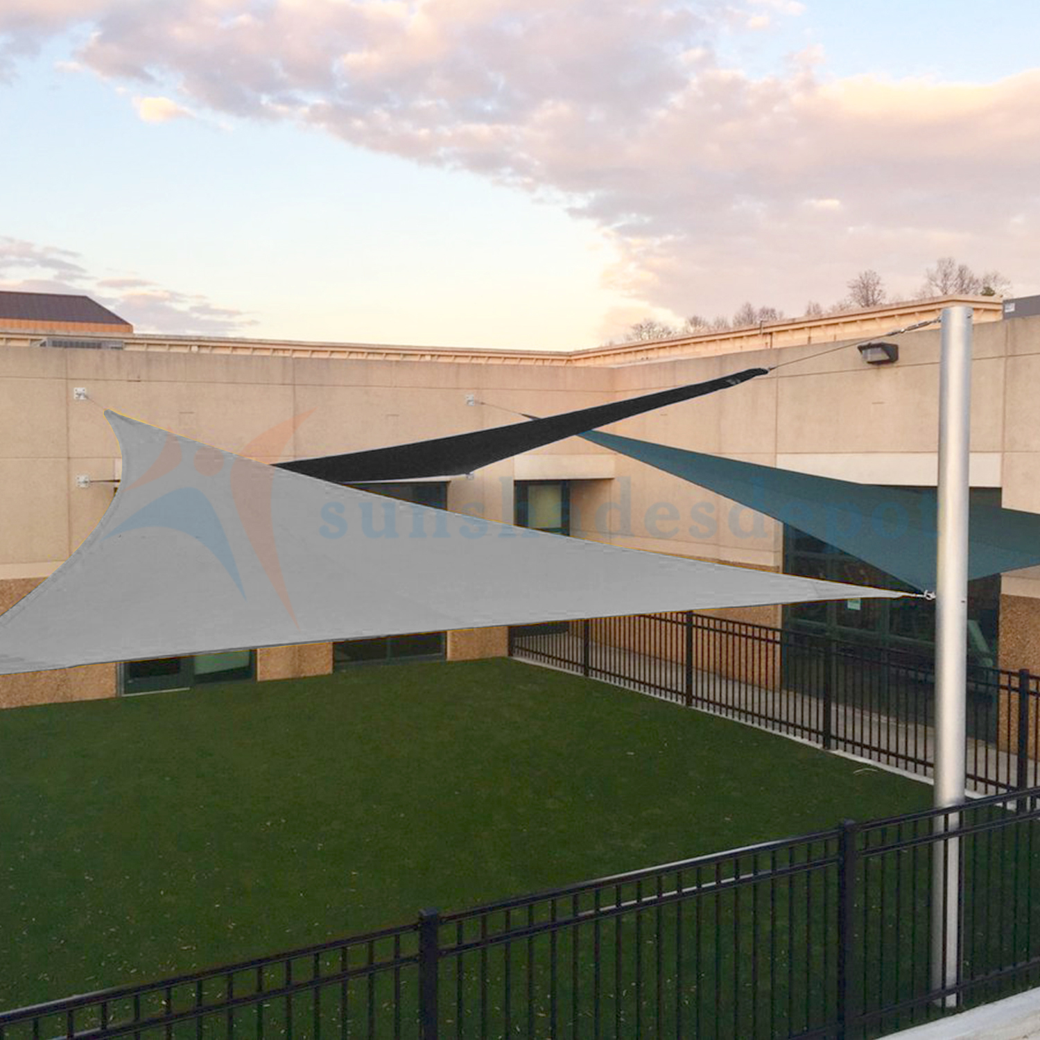 Sun Shade Sail Gray Triangle Canopy Shelter Mesh Cover Garden Pool Yard ...