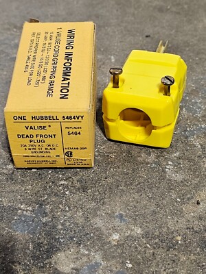 Hubbell 5464VY 3 Wire Valise Dead Front Plug 250Vac 20A | eBay
