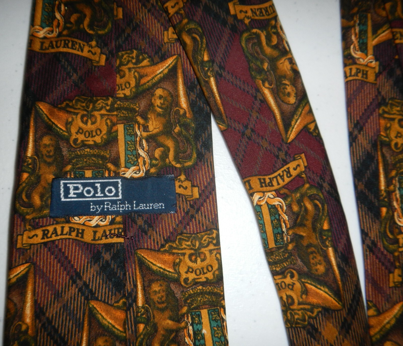 Polo Ralph Lauren Guardian Lion Monkey Crest 100% Sil… - Gem